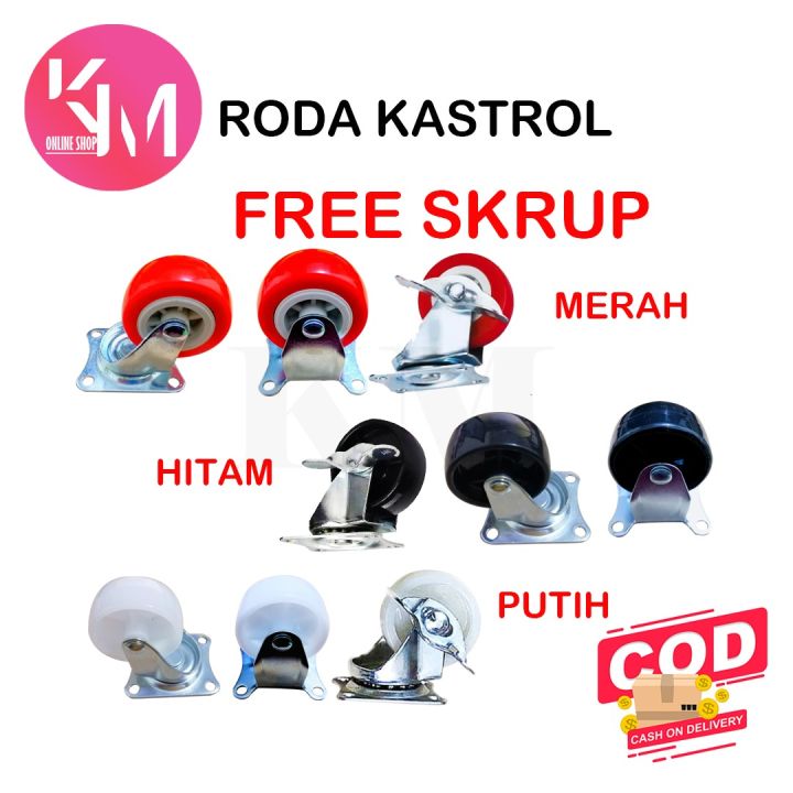 Roda Kastor Nylon 2.5 Inch HIDUP Roda Troly Roda Etalase Roda Plate PVC.. Free Sekrup | Lazada ...