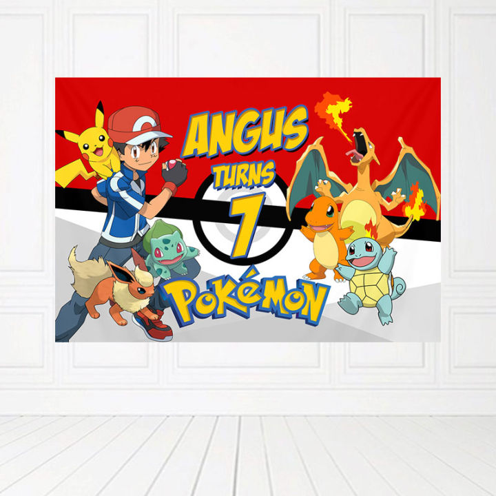 Custom Pokemon Pikachu Theme Birthday Party Decor Banner Kids Adult ...