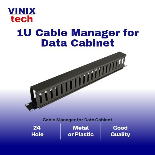 1U Cable Manager For Data Cabinet Rack Mount 24 Hole (Metal) Standard ...