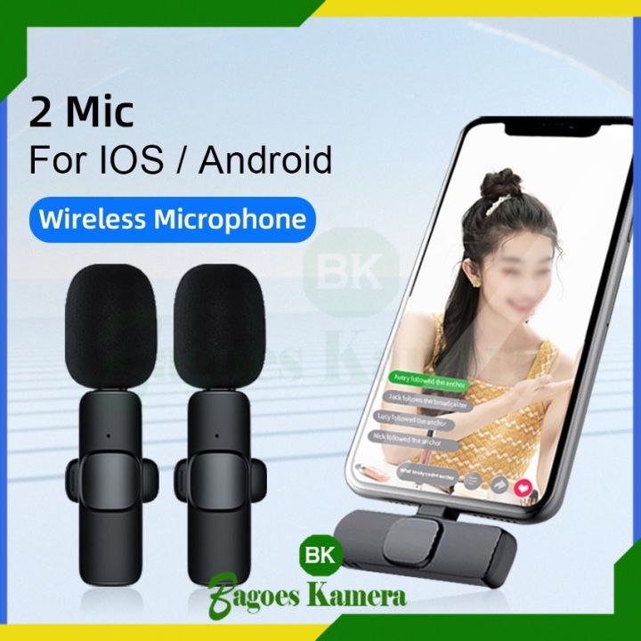 Mikrofon Wireless Lavalier Microphone USB Type C 2.4GHz 2 in 1 2in1 Mikrofon Nirkabel Lavalier ...