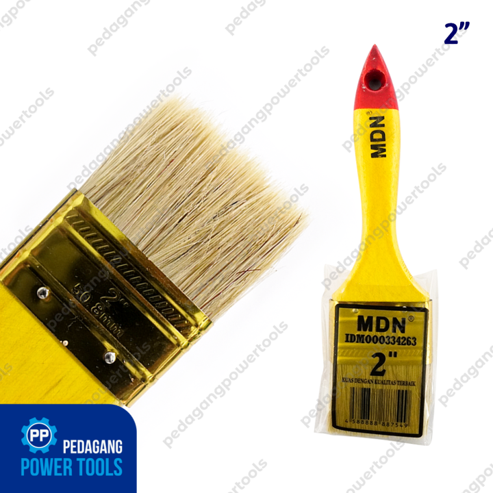 MDN Kuas Cat 2" Inch Putih Gagang Kayu Koas Tembok Dinding Paint Brush | Lazada Indonesia