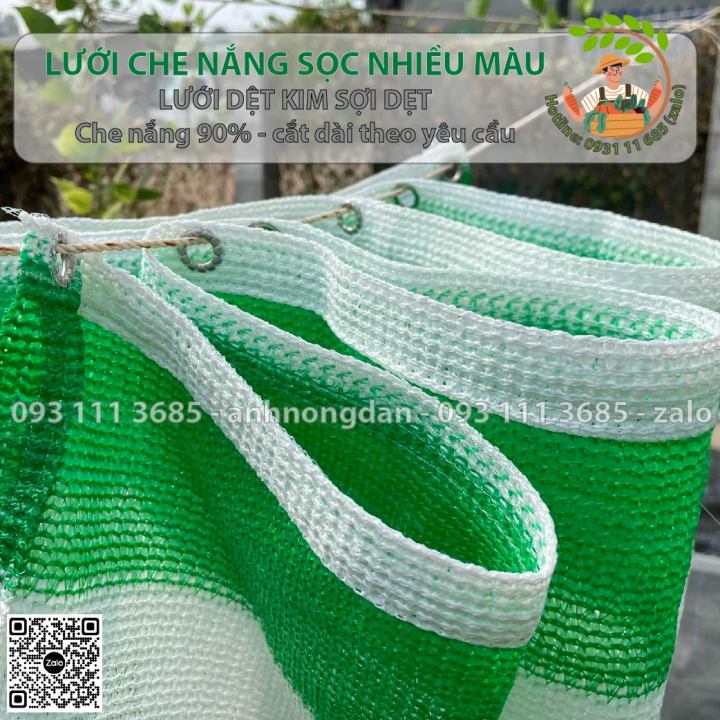 Lưới Che Nắng May Viền đóng Khoen Sẵn Sọc Xanh Látrắng Che Phủ 90 Lưới Che Nắng Dệt Kim Sợi