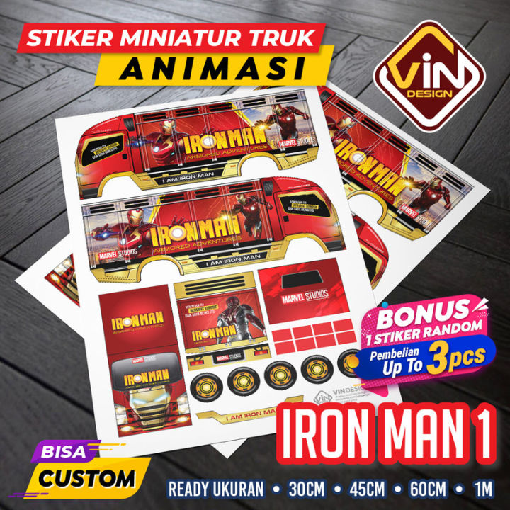 STIKER MINIATUR TRUK / IRON MAN 1 / KARTUN / POLA STICKER MINIATUR ...