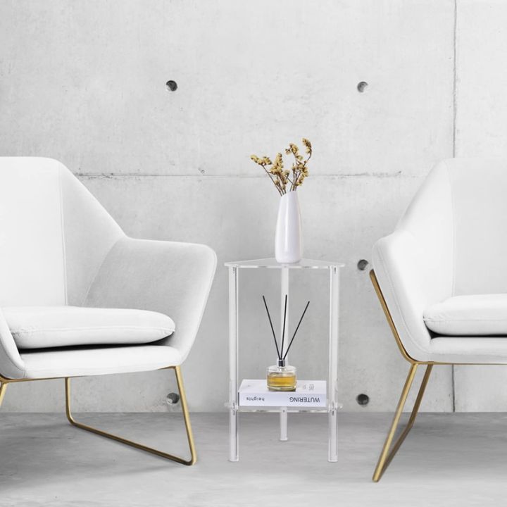 【qaf store】-Clear Acrylic End Table, Corner Side Table for Small Spaces ...