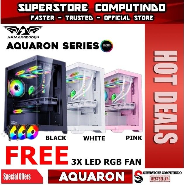 Casing Gaming Armaggeddon Aquaron Front Side Transparent FishTank MATX ...
