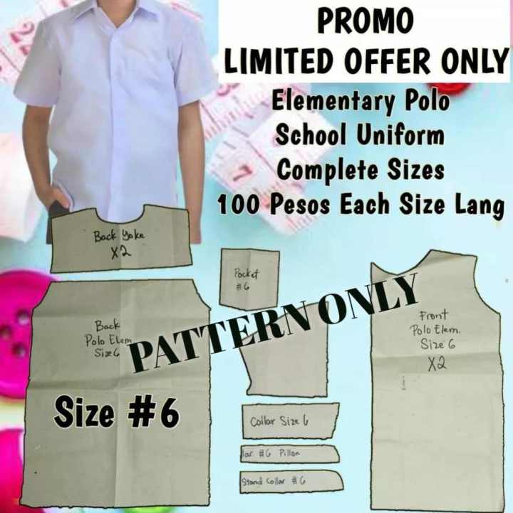 Promo Tayo Pattern for Polo Elementary School Uniform Pattern Only ...