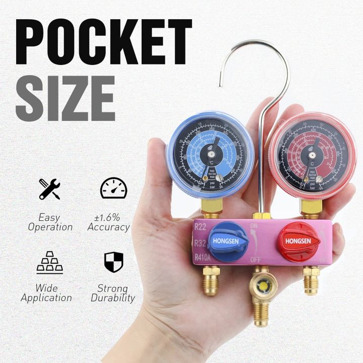 【Limited Stock Available】 Hongsen Hs-M02 Air Conditioner Manifold Gauge ...