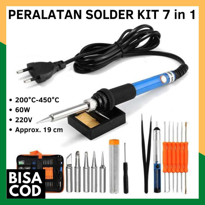 PERALATAN SOLDER KIT 7 IN 1 60W 220V / SET SOLDER LENGKAP / SOLDER BESI ...