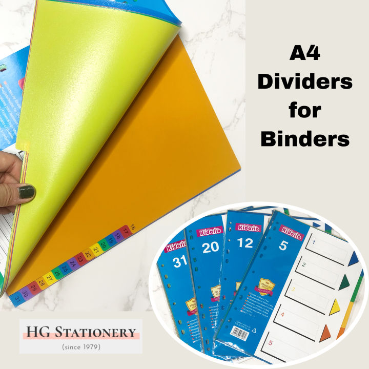 A4 Kidario Binder Dividers Index Paper with Tabs & Numbers for Notebook ...