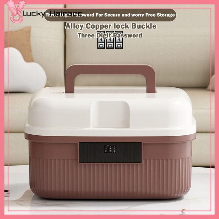 LUCKY HAIRACC Lockable Password Lock Safe Box Two Layers Large Capacity ...