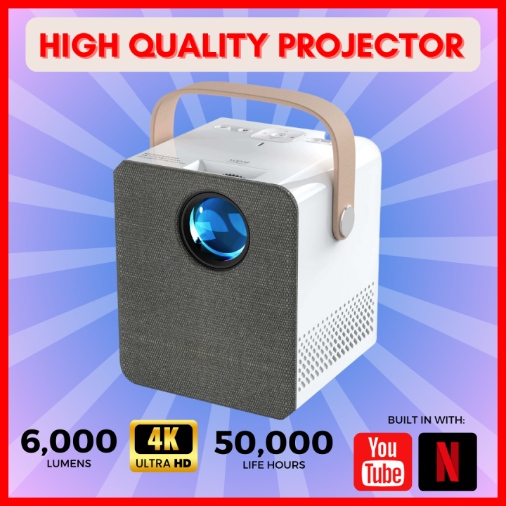 Mini Portable Projector: 4K Ultra HD 6000 Lumens, WiFi, Bluetooth, iOS ...