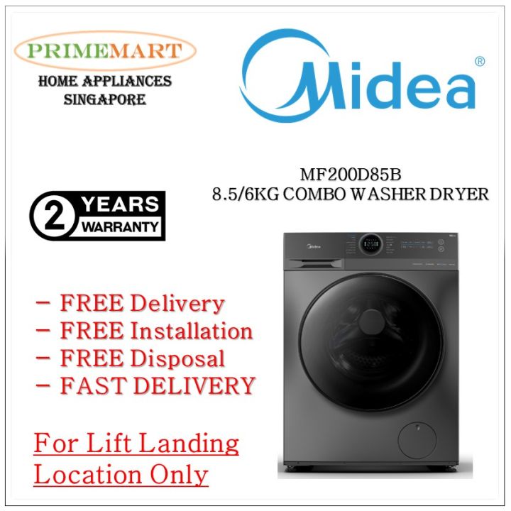MIDEA 8.5/6KG - MF200D85B / 10/7KG - MF200D100WB WASHER CUM DRYER (4 ...