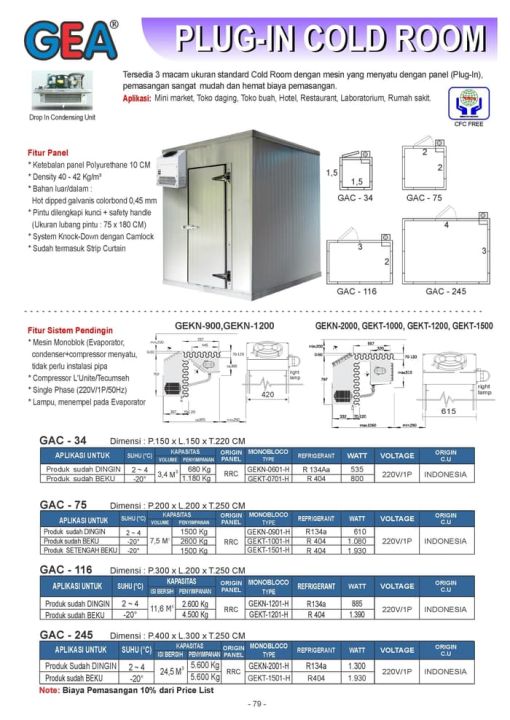 Gea - PLUG-IN COLD ROOM PRODUK SUDAH BEKU GAC116 | Lazada Indonesia