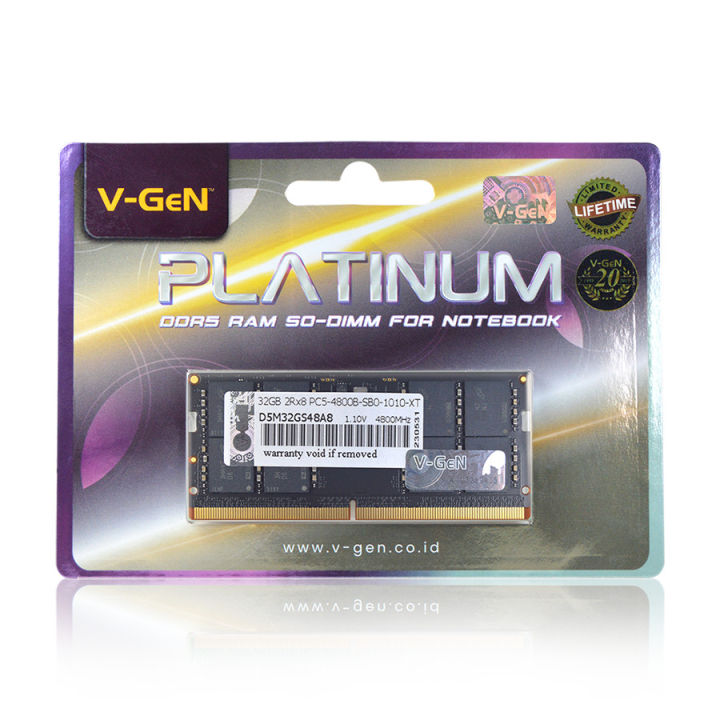 RAM DDR5 Sodimm V-GeN Platinum 32GB PC38400/4800Mhz Memory Laptop VGEN ...
