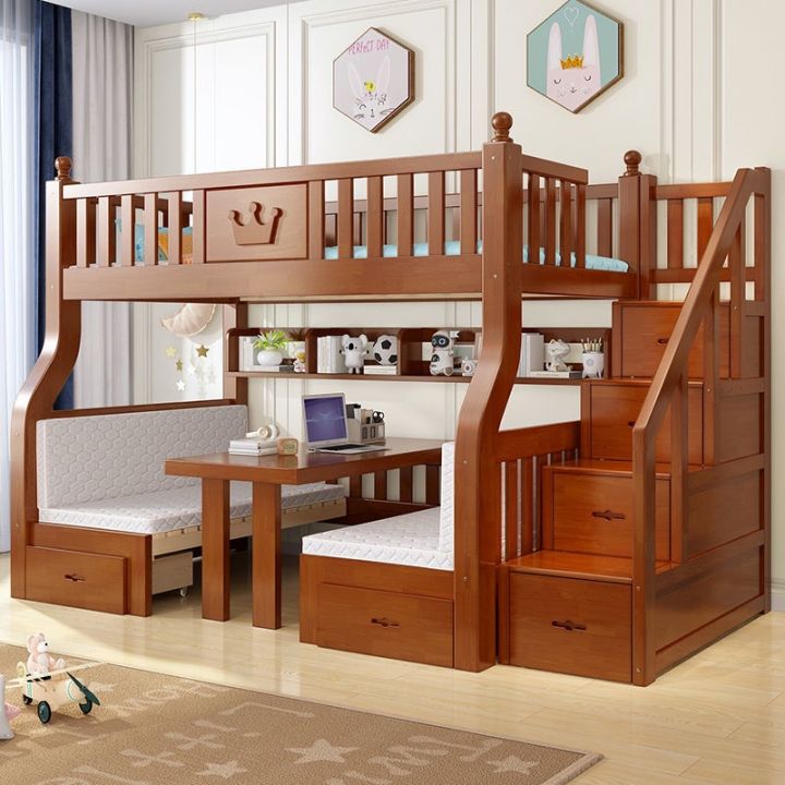 Double Decker Bed Frame Double Bed Loft Bed High Low Bunk Bed Bunk Bed ...