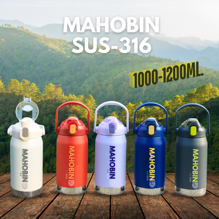 MAHOBIN ขวดเก็บความเย็น แก้วเก็บความเย็น กระติกนํ้า สแตนเลส316 ขนาด 1000-1200ML สินค้าแท้จาก ...