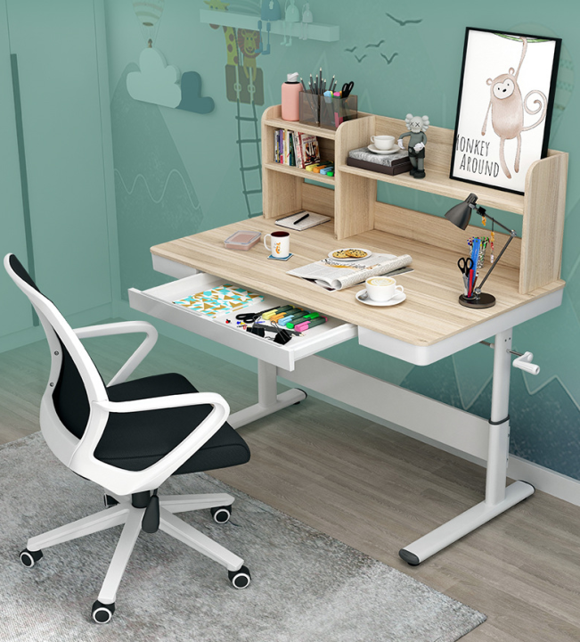 Height adjustable desk with top shelf | Adjustable Computer table ...