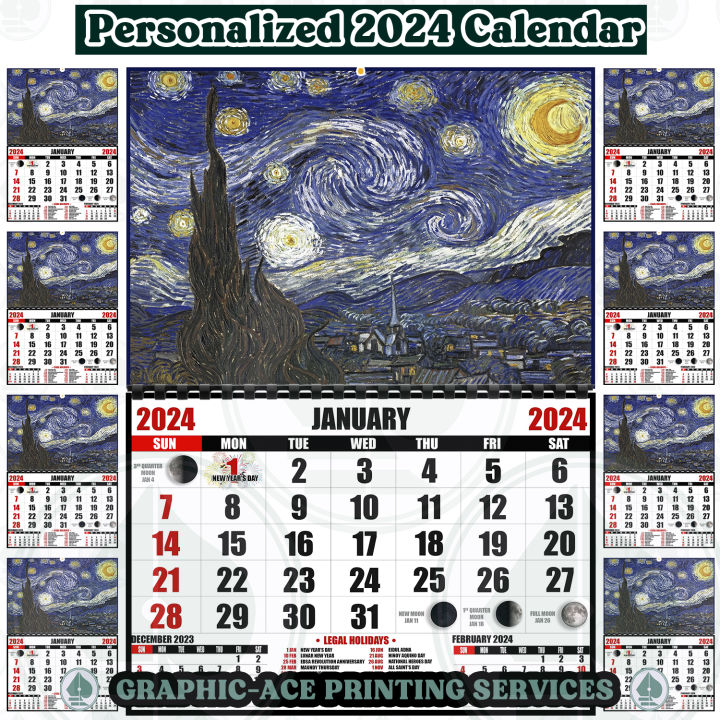 2024 Wall Calendar Famous Paintings Starry Pearl Last Supper Mona 2024 ...
