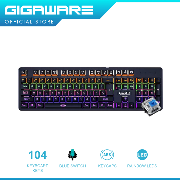 Gigaware K30 104 Keys RGB Backlit Mechanical Gaming Keyboard (Blue Switch) | Lazada PH