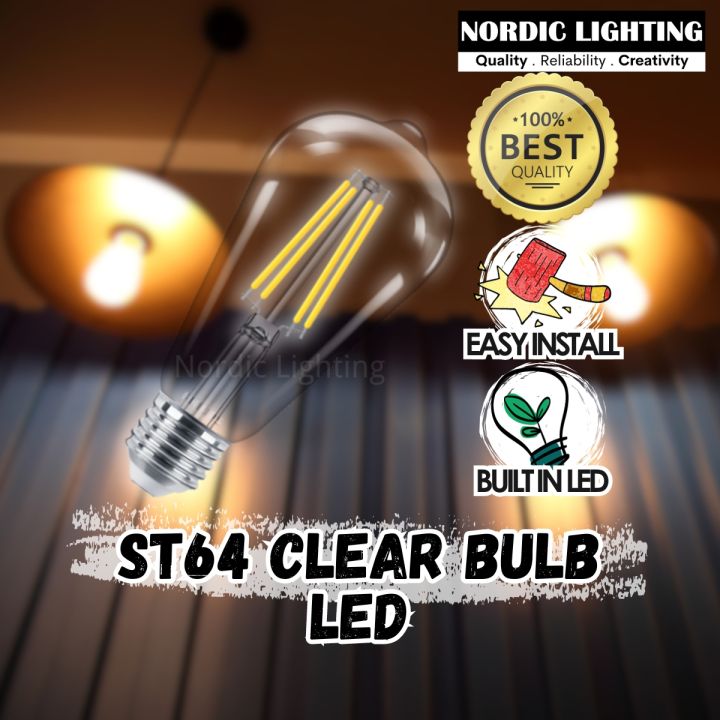(4W / 8W) Nordic Lighting ST64 Bulb 4Watt Classic LED EDISON BULBS E27 ...