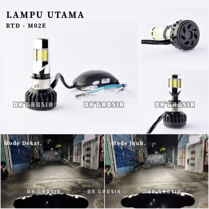 Original RTD Rayton M02E - Lampu Utama Led Ice Blue - 6 sisi Kipas - AC DC H6 H4 HS1 - 35W ...