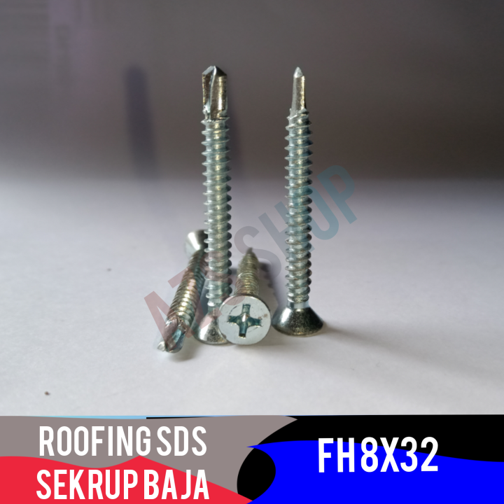Baut Sekrup Roofing Sds FH #8x32.(3cm)Sekrup Baja Ringan putih Kepla ...