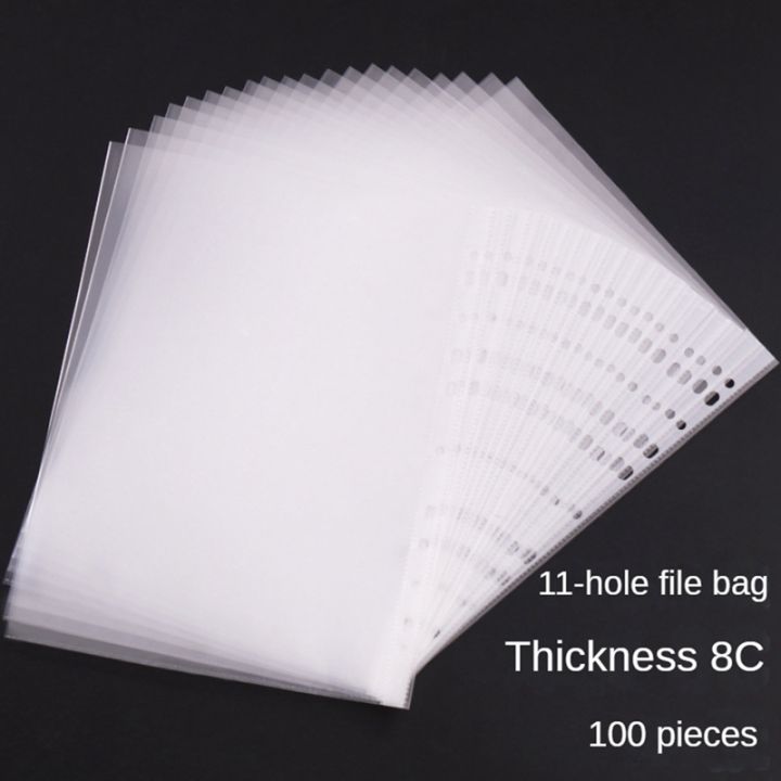 100Pages A4 Punched Pocket Sheet Protector 11-Hole Sheet Protector ...