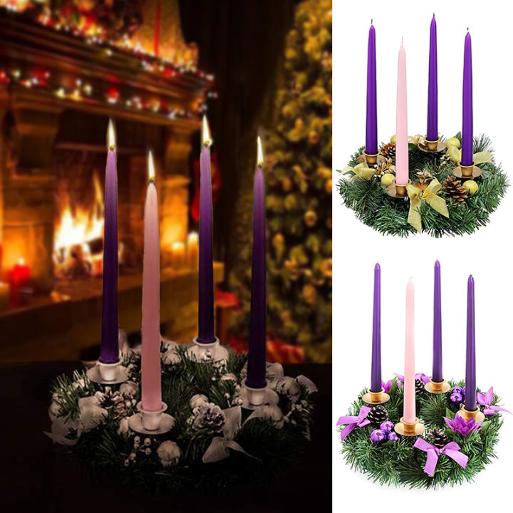 yueanmy Gold Silver Purple Christmas Wreath Candlestick Season Candle ...