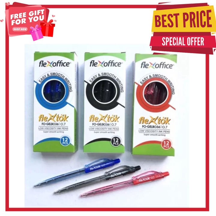 [FLEXTOK]FO-GELBO36 FlexOffice 0.5mm/0.7mm Smooth Ink Ballpen 6pc|12pc ...