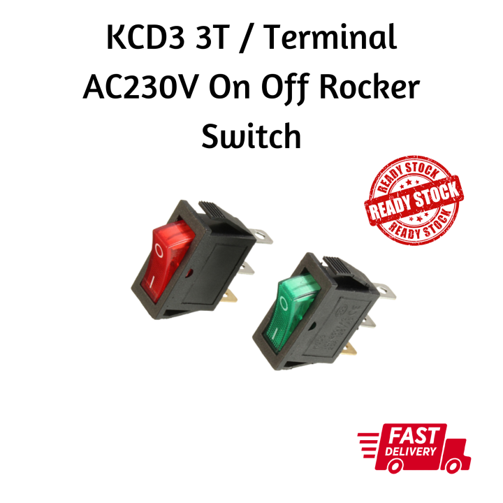 KCD3 3T / Terminal AC230V On Off Rocker Switch-1pc | Lazada