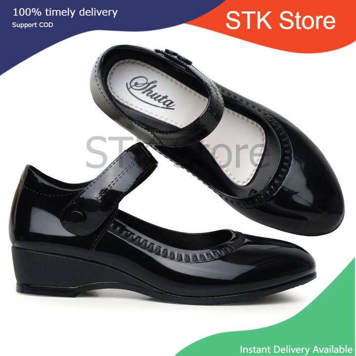 STK687 SHUTA Premium Black Shoes Fashion Girls School Sandals Smooth ...