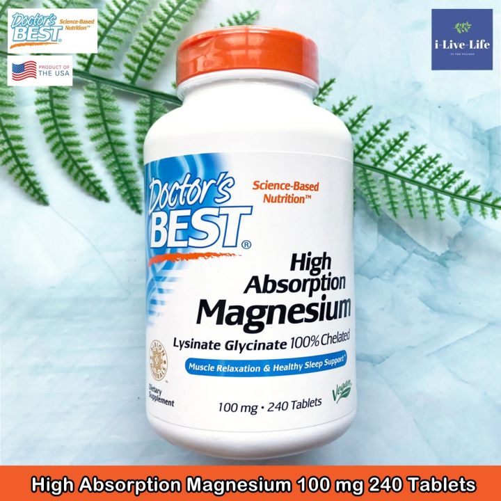Doctor's Best - High Absorption Magnesium 100% Chelated 100 mg 120 or ...