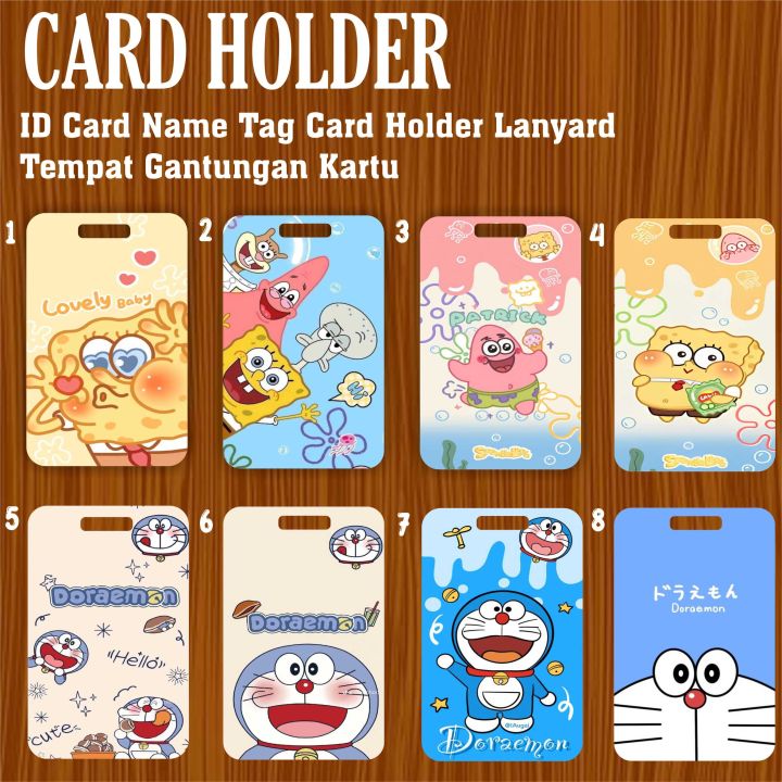 LANYARD CARD HOLDER Name Tag Motif Spongebob Doraemon Kartu E-money ...