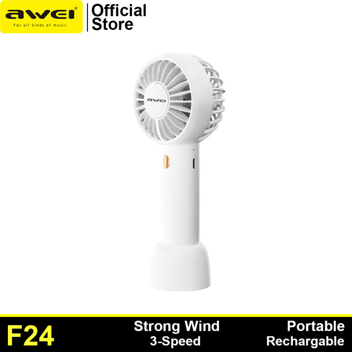 Awei F24 Mini Portable Fan Handheld/Desktop Lanyard Long Battery Life 3 ...