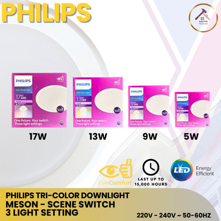 Philips Tri-Color LED Downlight (Meson | SceneSwitch) | 5W, 9W, 13W ...