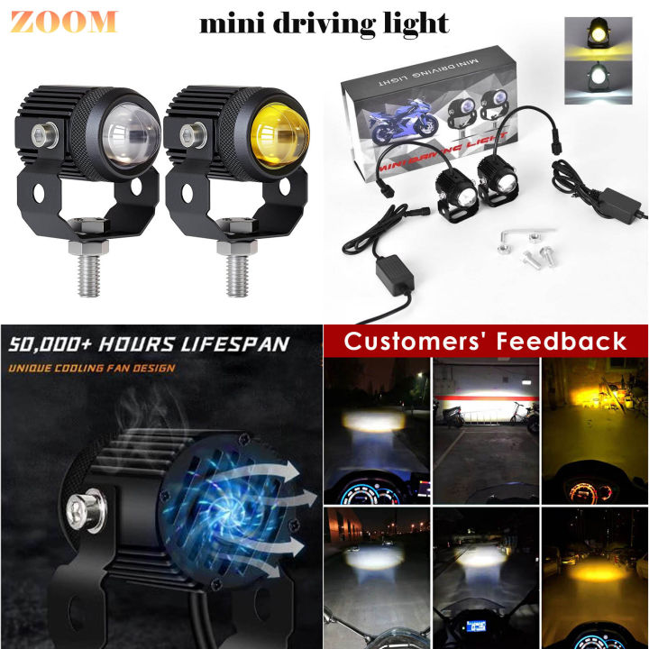 ZOOM 2pcs Motorcycle Mini Driving Lights IP65 Waterproof Spot Light 9 ...
