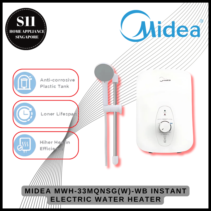 MIDEA MWH-33MQNSG(W)-WB INSTANT ELECTRIC WATER HEATER + 1 YEAR WARRANTY ...