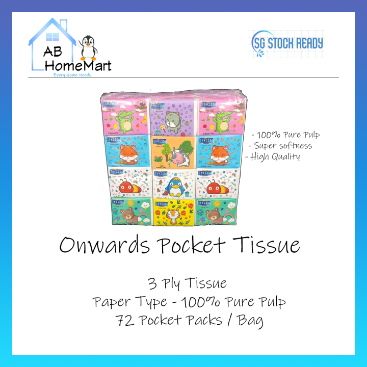 💯 [SG STOCK] Onwards Pocket Tissue | 100% Pure Pulp | 72pkt / Bag ...