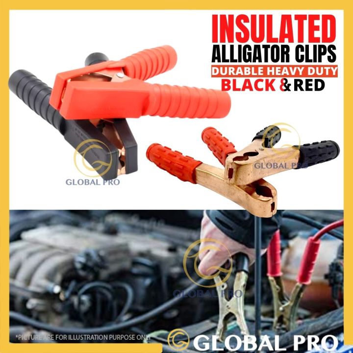 50A / 100-300A / 400A Red + Black Copper Coated Car Crocodile Clips ...