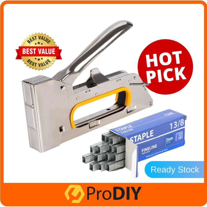 PRODIY / LADDERMAN Heavy Duty Tacker Staple Gun 6/8mm Stapler ( Silver ...