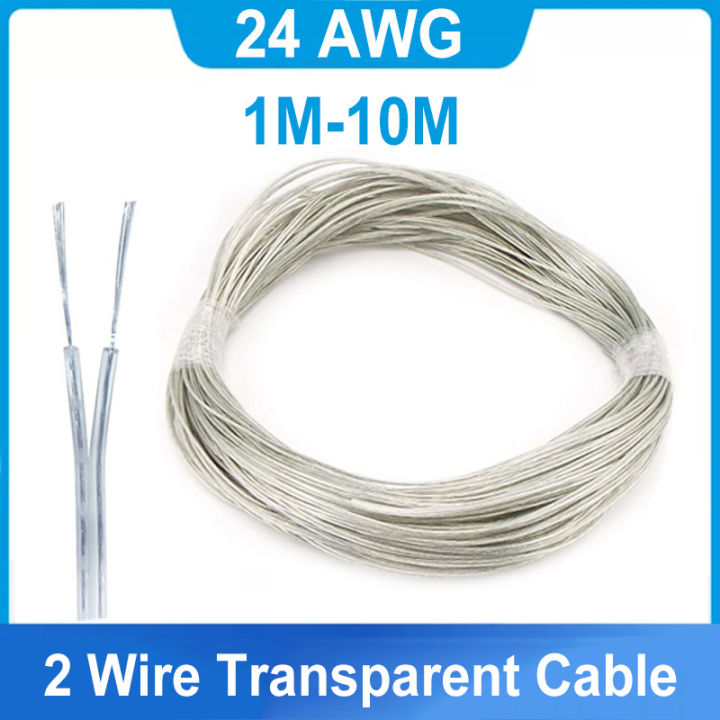 1M-10M 24AWG 2 Wire Transparent Cable 2A Copper Electrical Wire ...