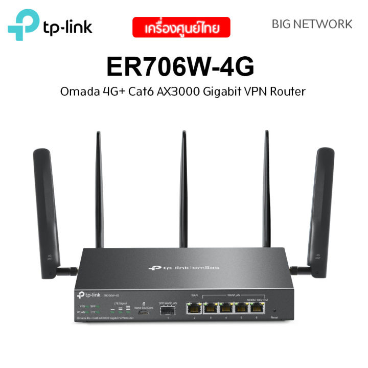 TP-LINK ER706W-4G Omada 4G+ Cat6 AX3000 Gigabit VPN Router | Lazada.co.th