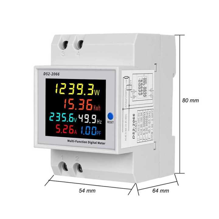 Meteran Listrik Digital Display Din Rail Single Phase 300V 100A ...