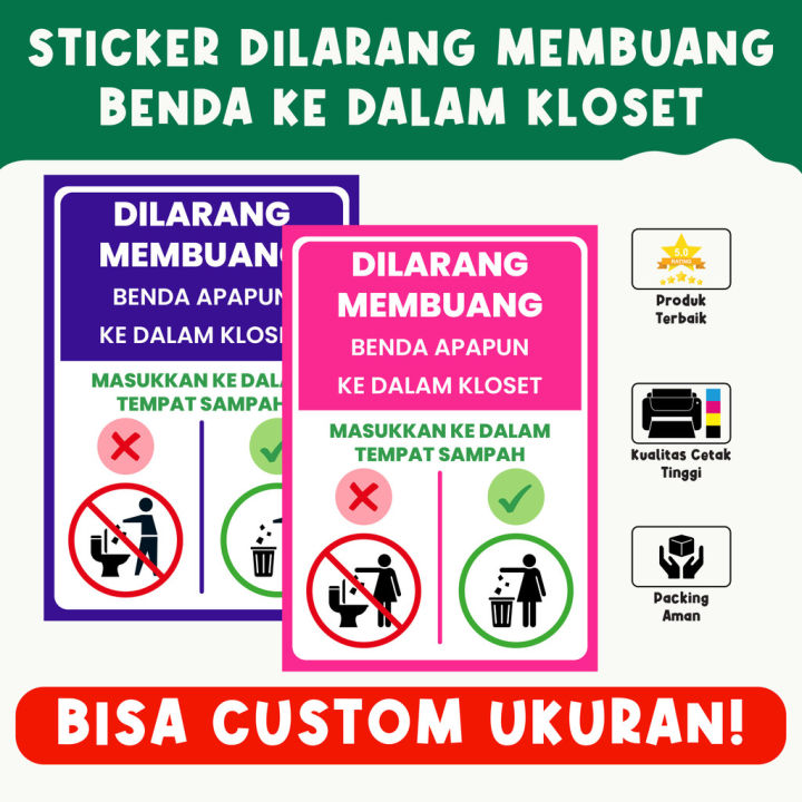 Sticker Dilarang Membuang Benda ke Dalam Kloset – Pengingat Toilet ...