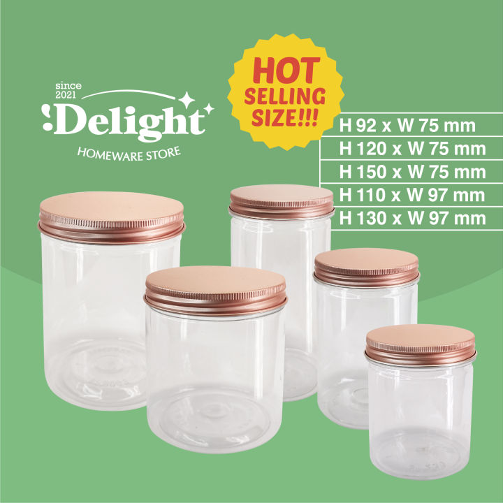 🔥Rose Gold Cap🔥PET plastic jar with rosegold cap and white insert PET ...