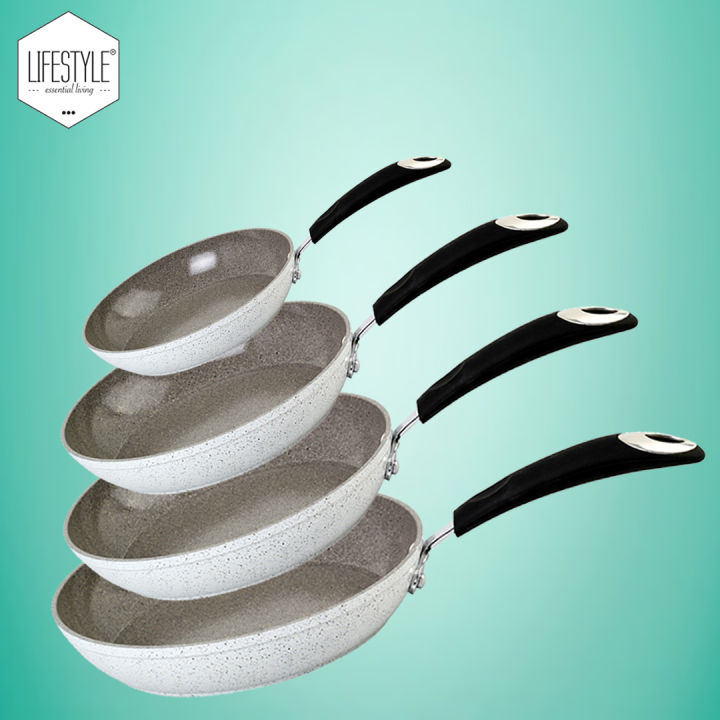 Lifestyle Cookware Stellar Non-Stick Marble Ceramic Coating Open Frypan ...