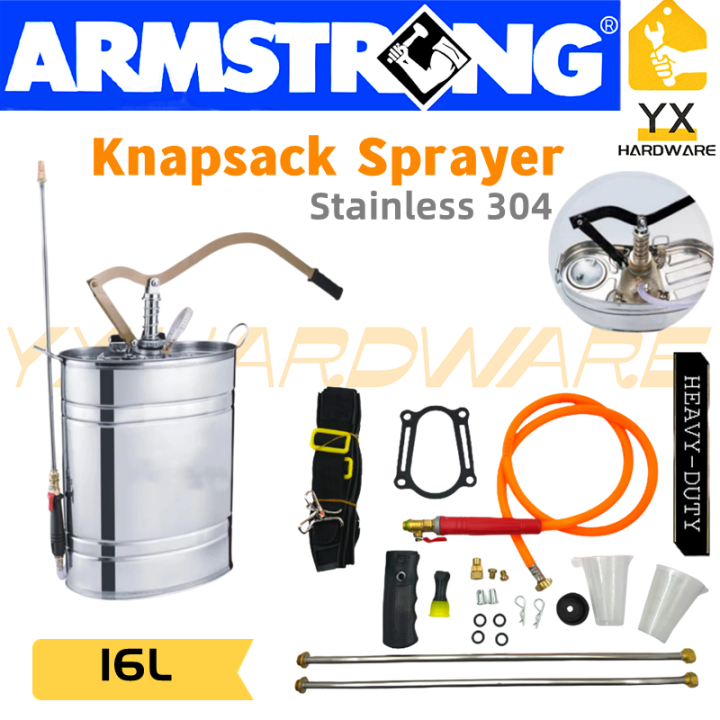 ARMSTRONG HEAVY DUTY KNAPSACK SPRAYER 304 STAINLESS 16L Manual Sprayer ...