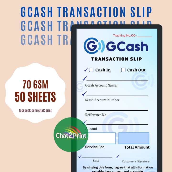 GCASH TRANSACTION SLIP | Chat2print Gcash Receipt | Gcash Forms | Lazada PH