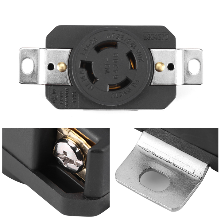 NEMA L14-20R 20A 125V-250V Locking Electrical Plug for Generator Cord ...