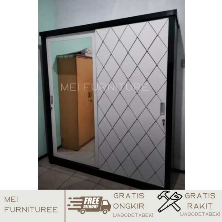 Lemari Pakaian Pintu Sliding 2 Pintu Minimalis Modern Lemari Sleding